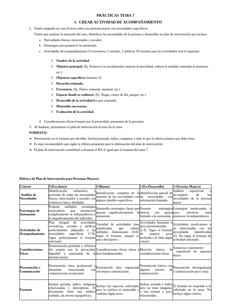 Prácticas Tema 7. - 1. Actividad Acompañamiento | PDF
