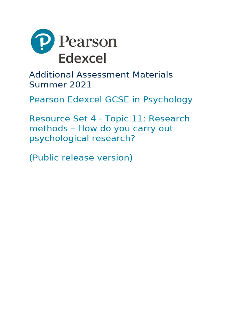 GCSE Psychology Research Methods Guide | PDF