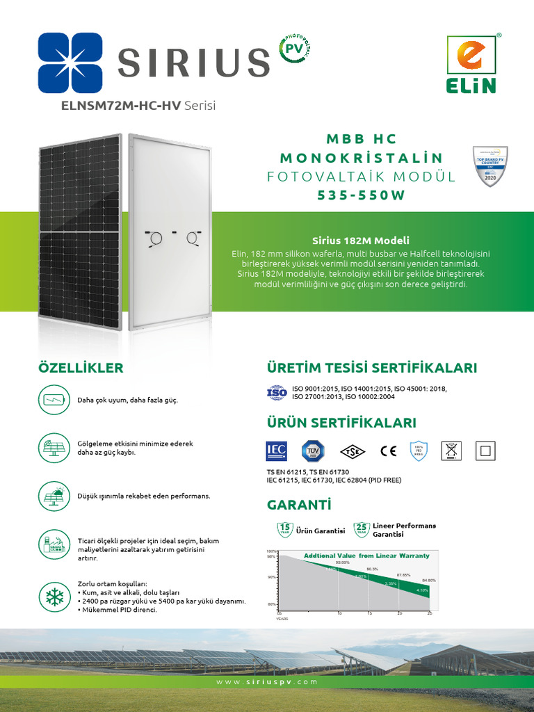 Sirius - Datasheet - 72M - 182M - 535-550W tr | PDF