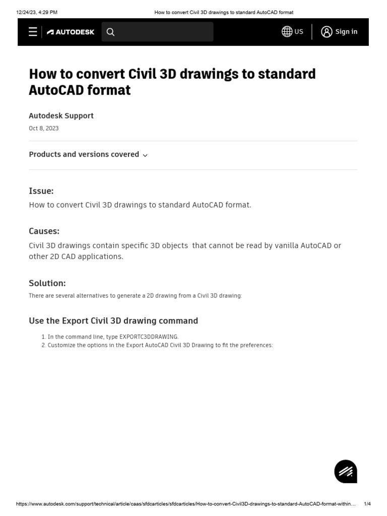 How to convert Civil 3D drawings to standard AutoCAD format | PDF ...