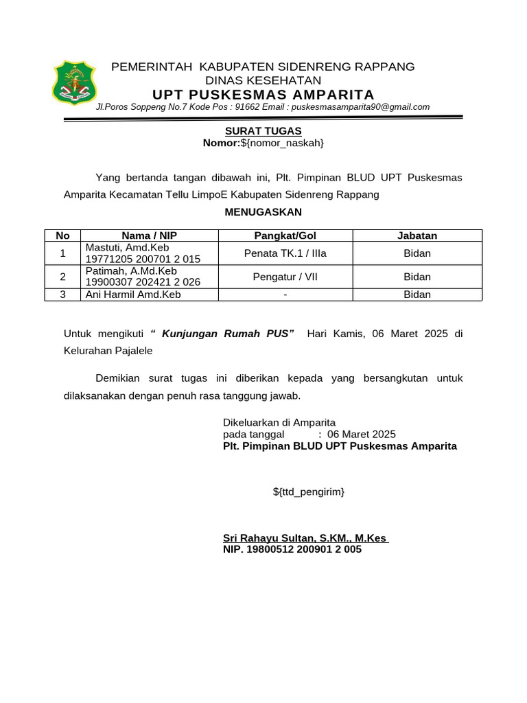 Surat Tugas 2025 Acc | PDF