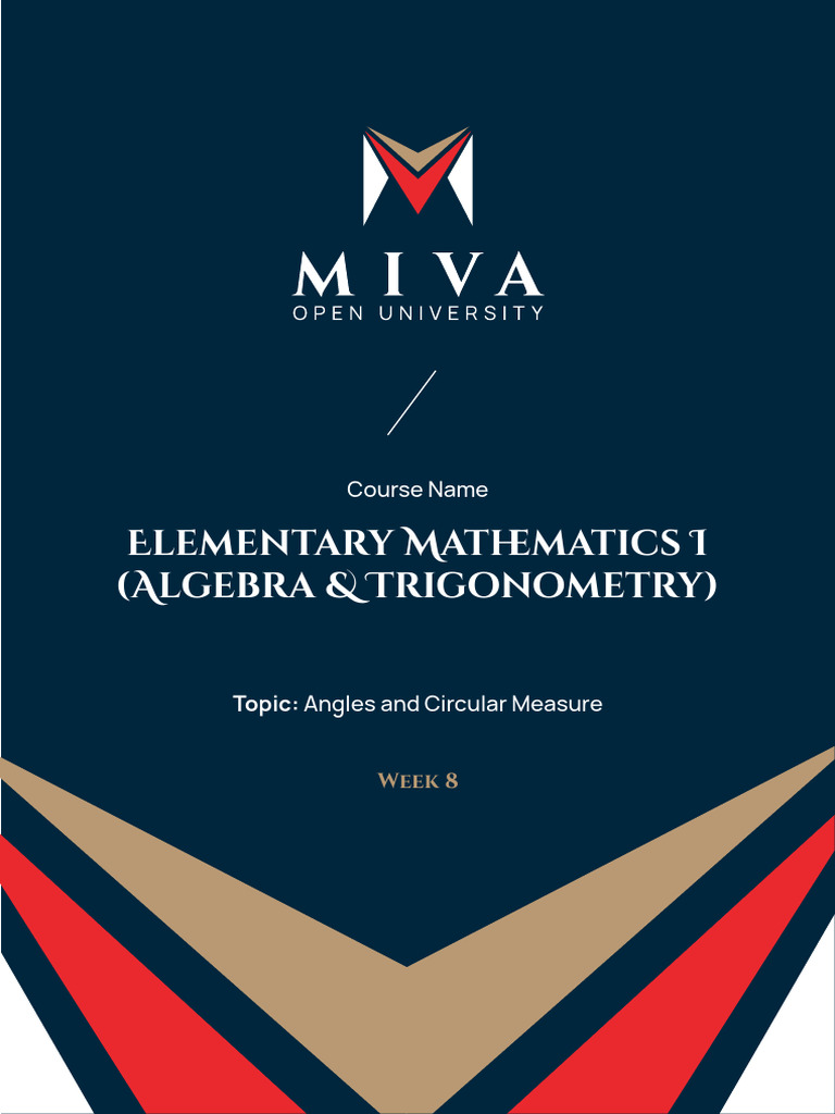 Week 8 Angles and Circular Measure | PDF | Circle | Angle