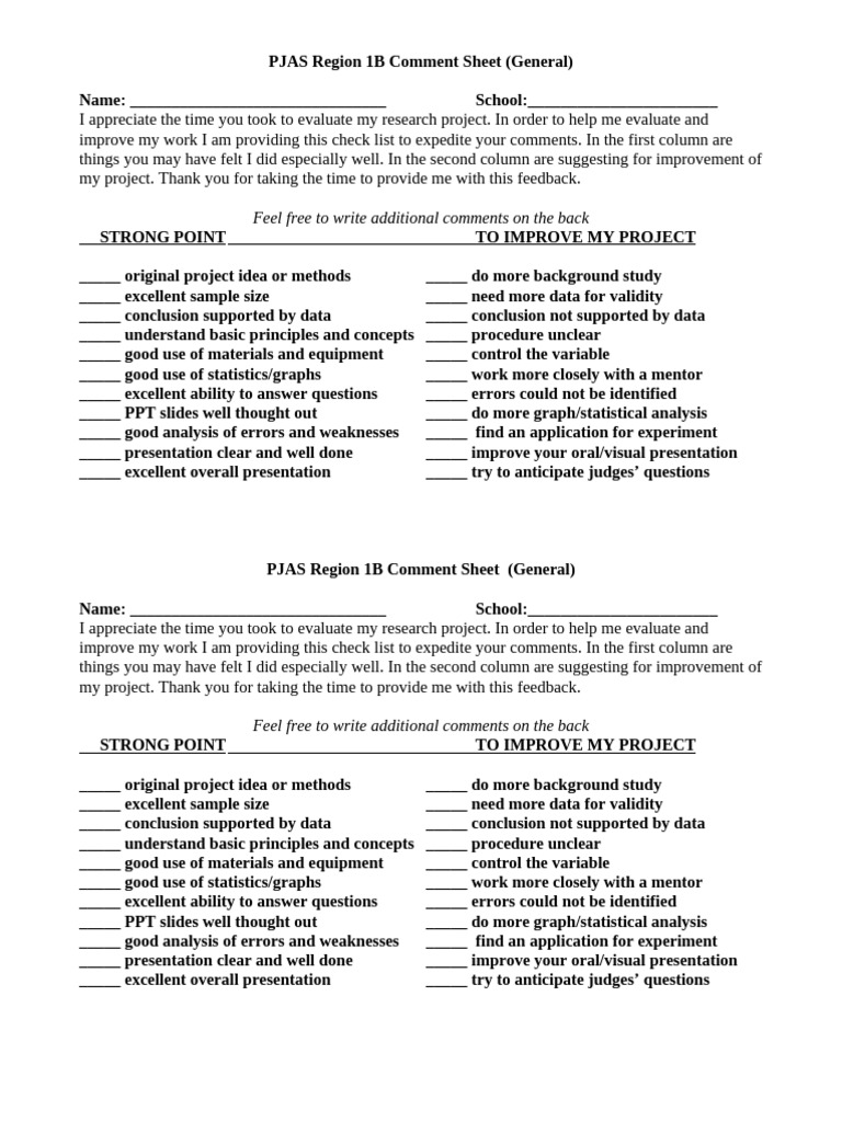 PJAS-Region-1B-comment-sheet-General | PDF | Statistics | Experiment