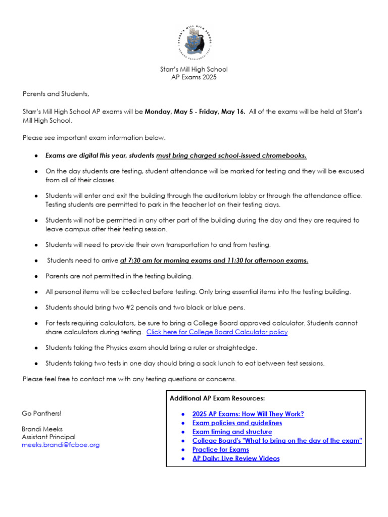 AP Letter Parent and Student 2025 | PDF | Standardized Tests | Advanced ...
