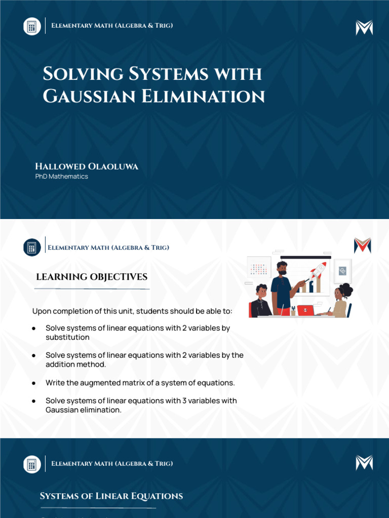 Solving Systems With Gaussian Elimination PDF | PDF | Equations | Algebra
