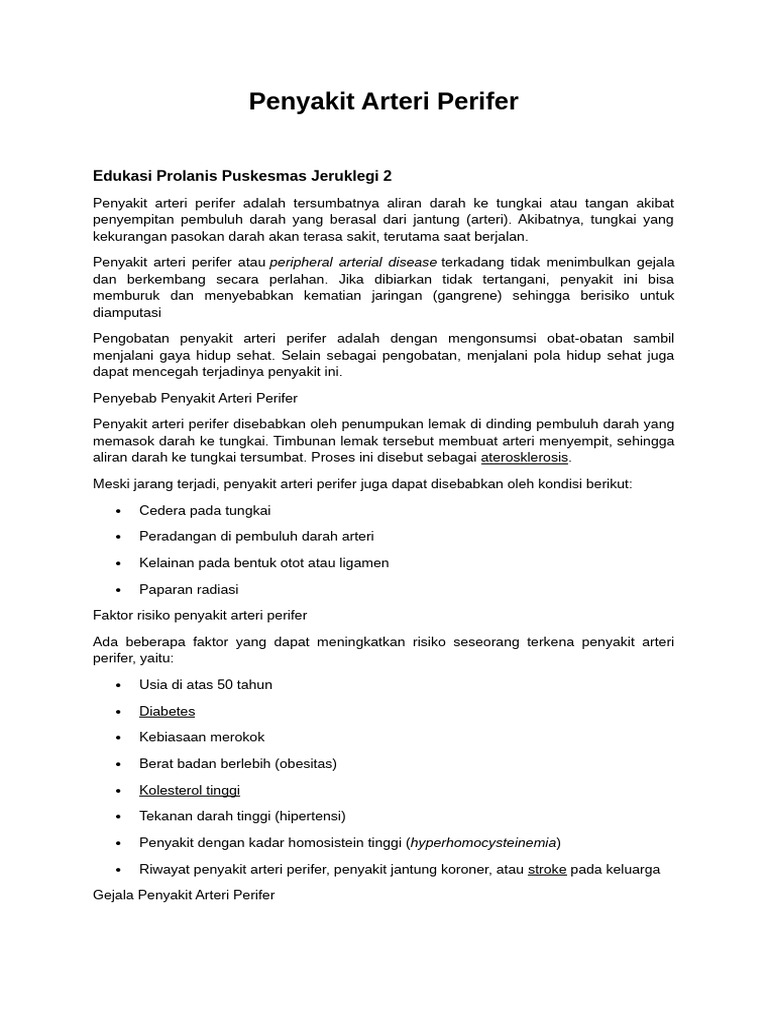 Penyakit Arteri Perifer | PDF