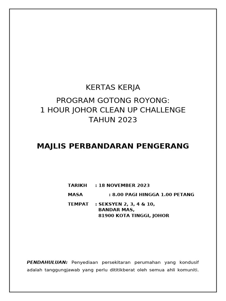 Kertas Kerja Program Gotong Royong | PDF