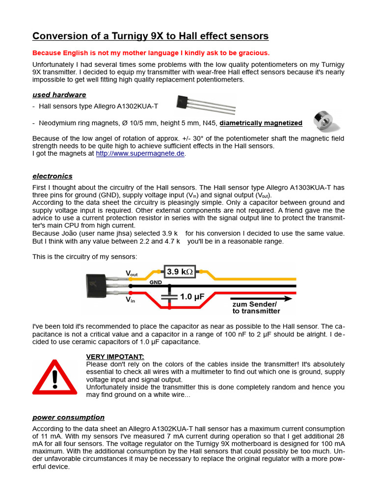 Conversion of A Turnigy 9X To Hall Sensors ENG V1.1 | PDF | Printed ...