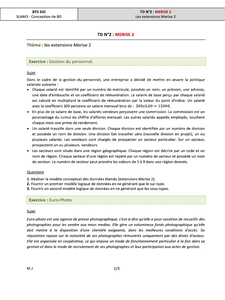 TD MERISE 2 | PDF