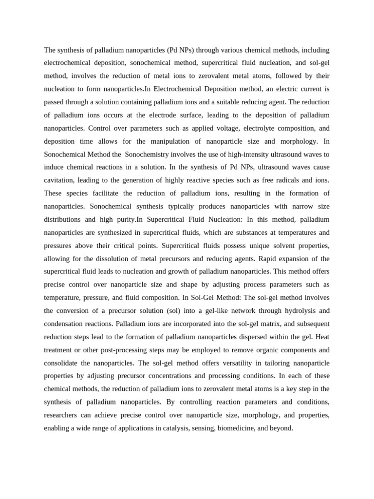The Synthesis of Palladium Nanoparticles | PDF | Nanoparticle ...