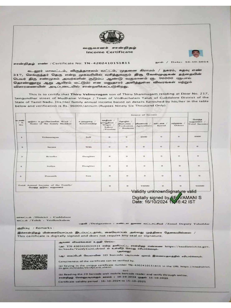Income Certificate | PDF