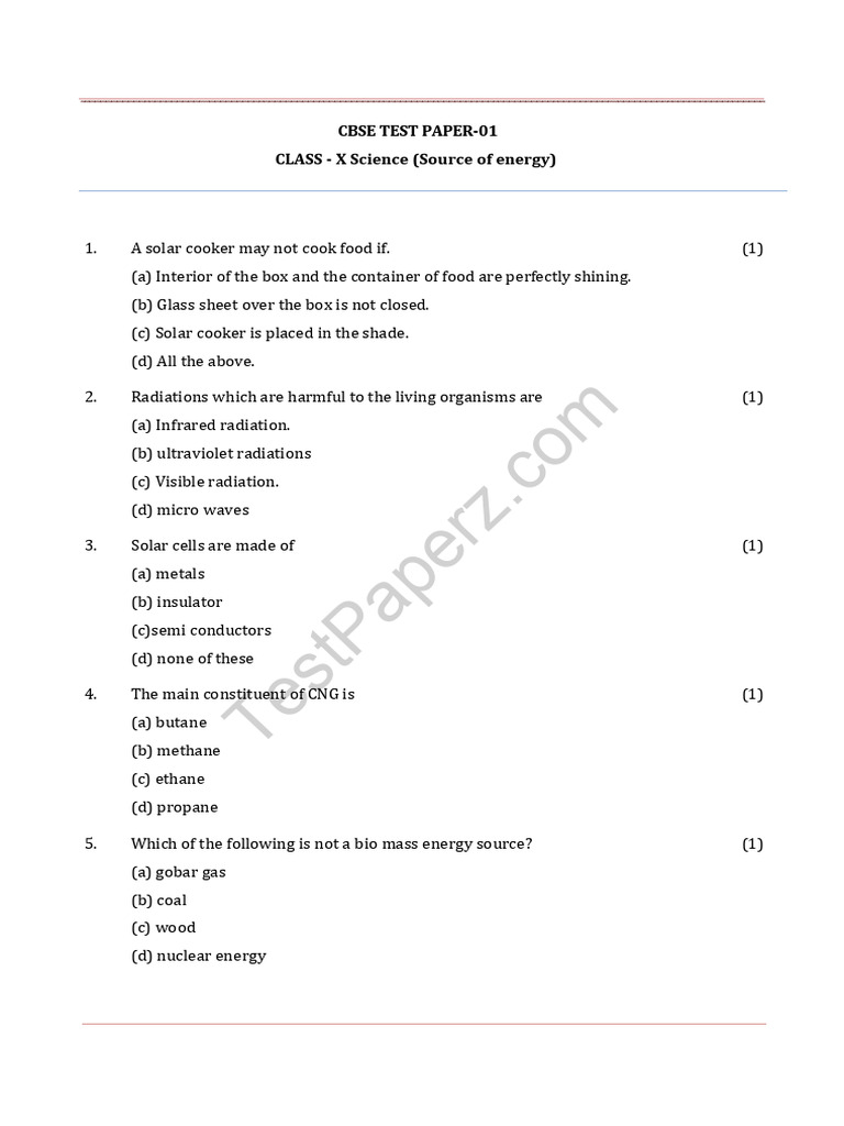 Sources-Of Energy Imp Questions Paper 1 | PDF | Energy Development ...