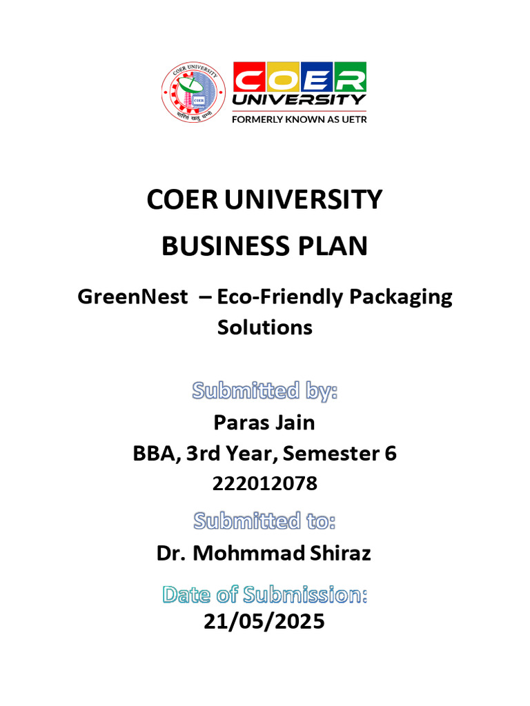Business Plan Report Paras Jain | PDF | Brand | Sustainability