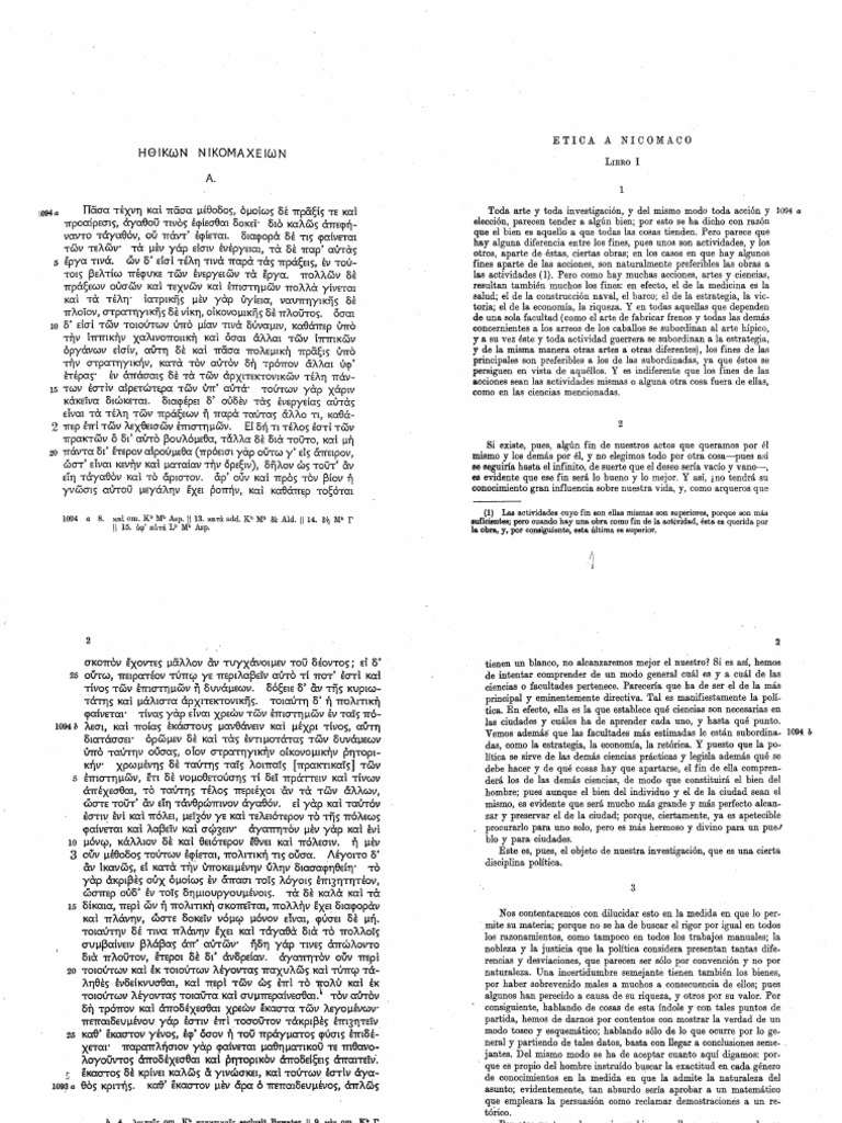Etica A Nicomaco. Aristoteles. Edicion Bilingue. | PDF | Filosofía griega antigua | Aristóteles