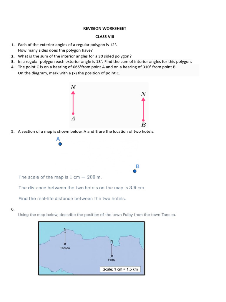Class 8 Revision Worksheet | PDF
