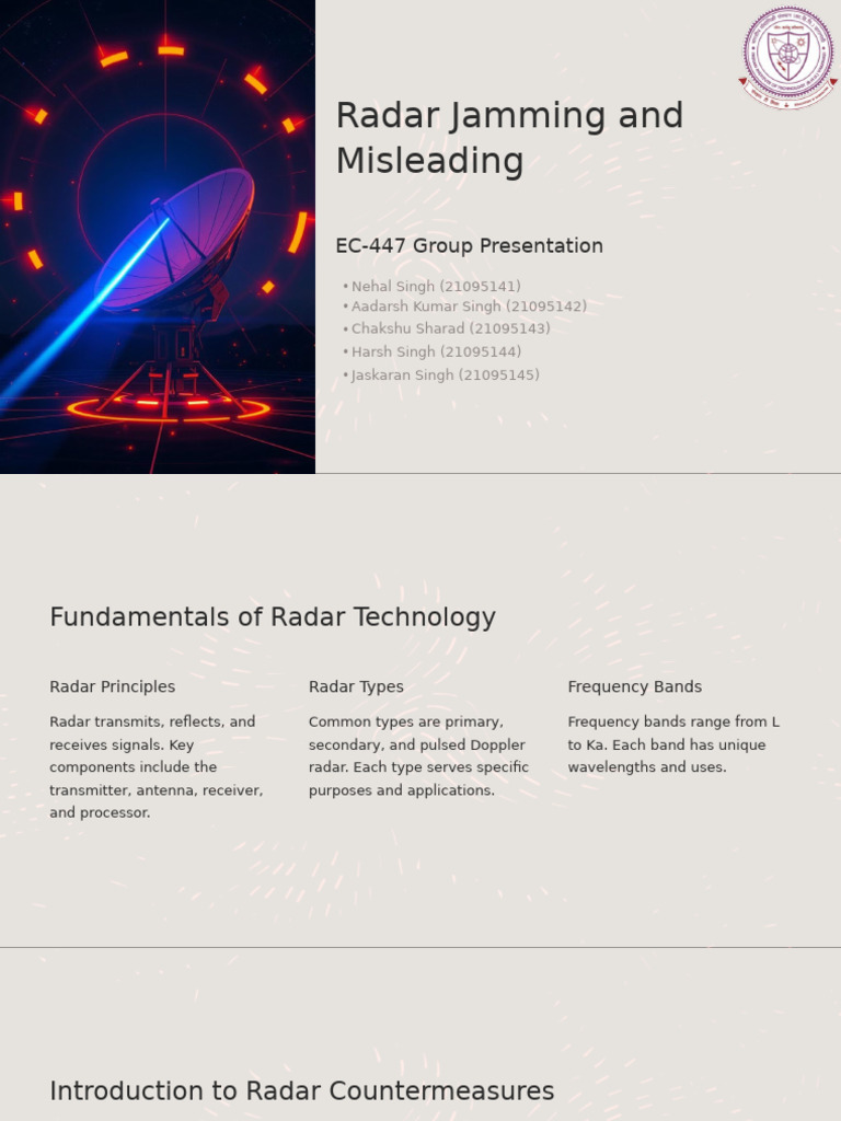 Radar Jamming and Misleading Techniques | PDF | Radar | Electronic Warfare