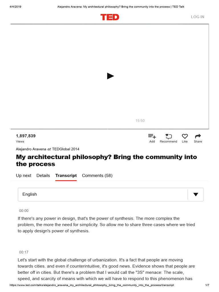 Alejandro Aravena - My Architectural Philosophy - Bring The Community ...