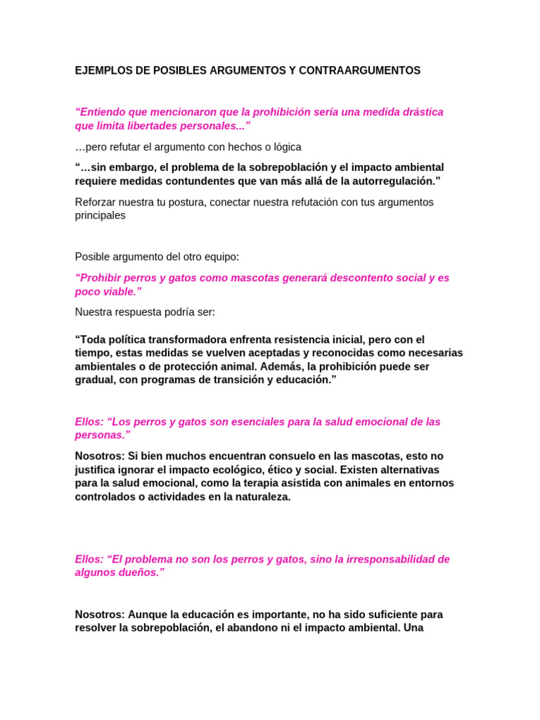 Ejemplos de Posibles Argumentos y Contraargumentos | PDF | Entorno ...
