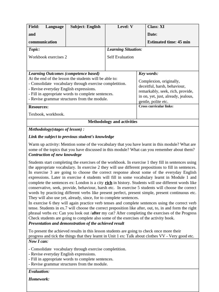 English Language Workbook Exercises | PDF | English Language | Vocabulary