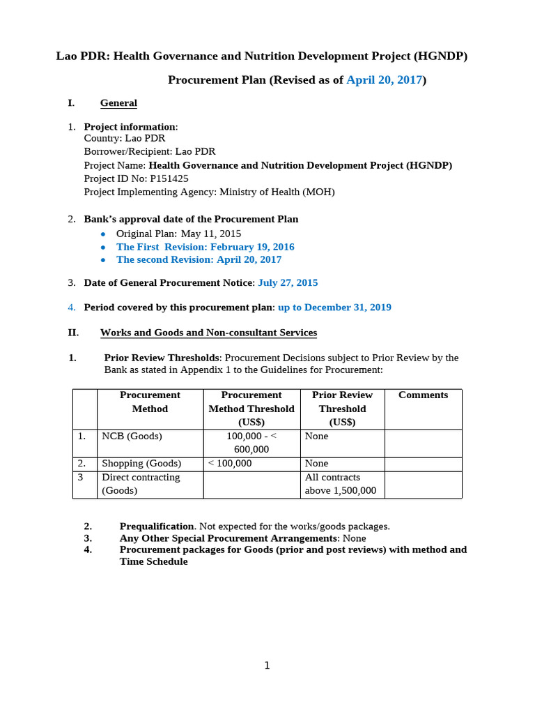 Lao Peoples Democratic Republic EAST ASIA and PACIFIC P151425 Lao PDR ...
