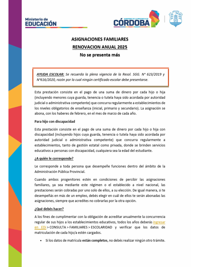 Asignaciones Familiares 2025 | PDF | Adopción | Certificado de nacimiento