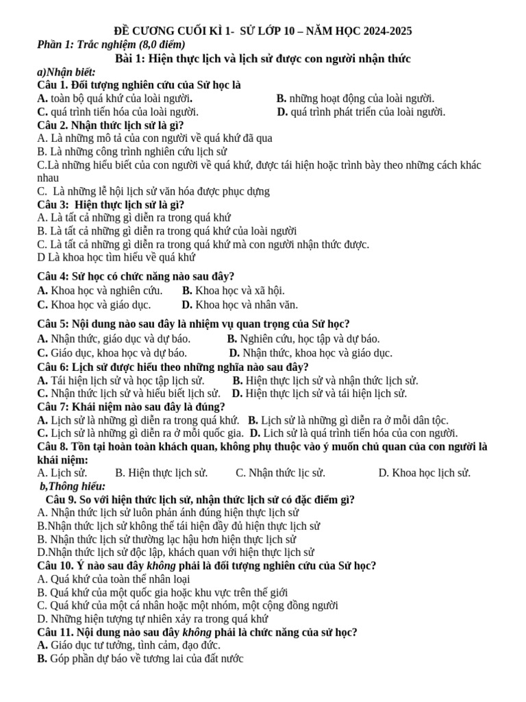 thuvienhoclieu.com-De-cuong-on-tap-HK1-Lich-su-10-KNTT | PDF