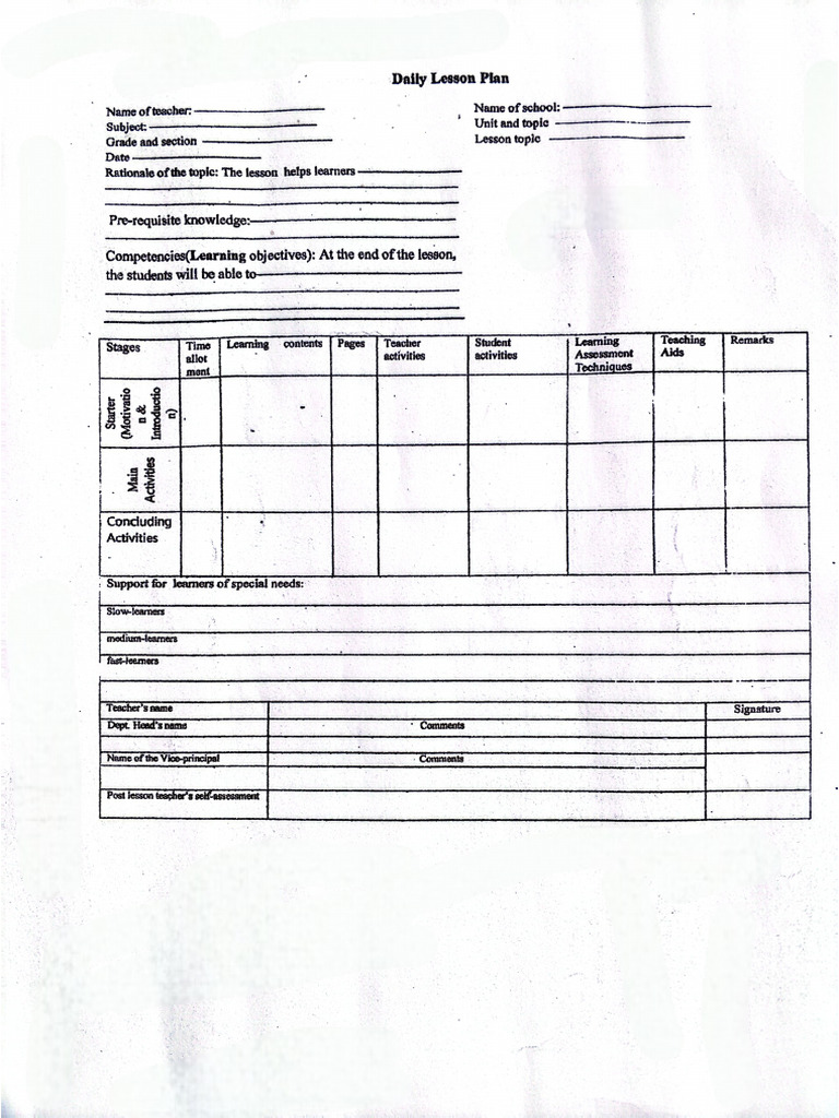 Weekly Lesson Plan Pdf