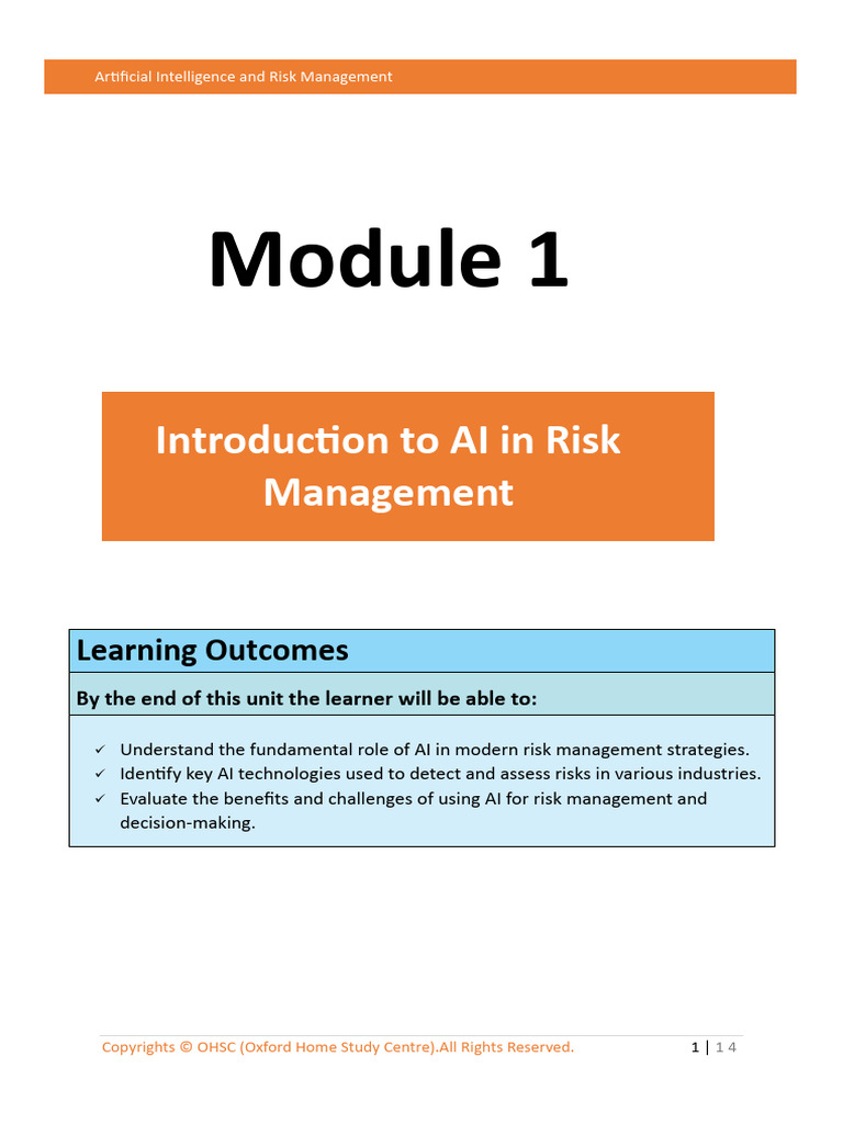1739628428module 1 Introduction To AI in Risk Management | PDF ...