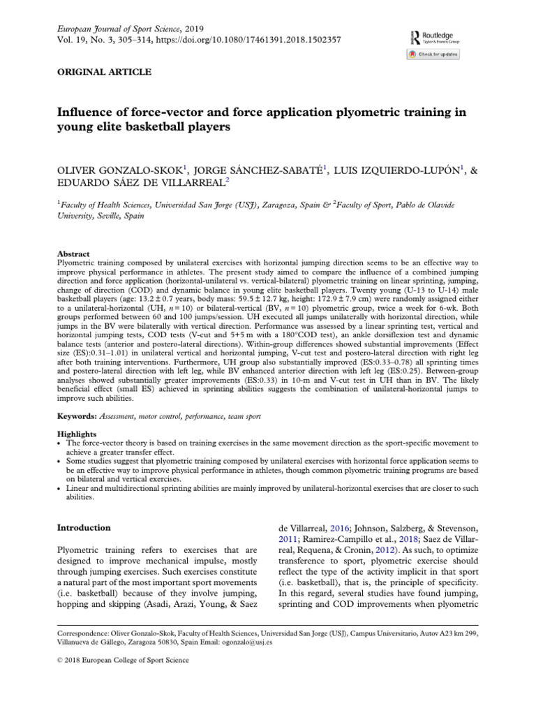 European Journal of Sport Science - 2018 - Gonzalo Skok - Influence of ...