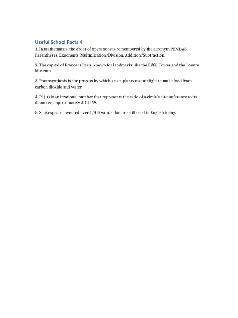 School Facts 4 | PDF
