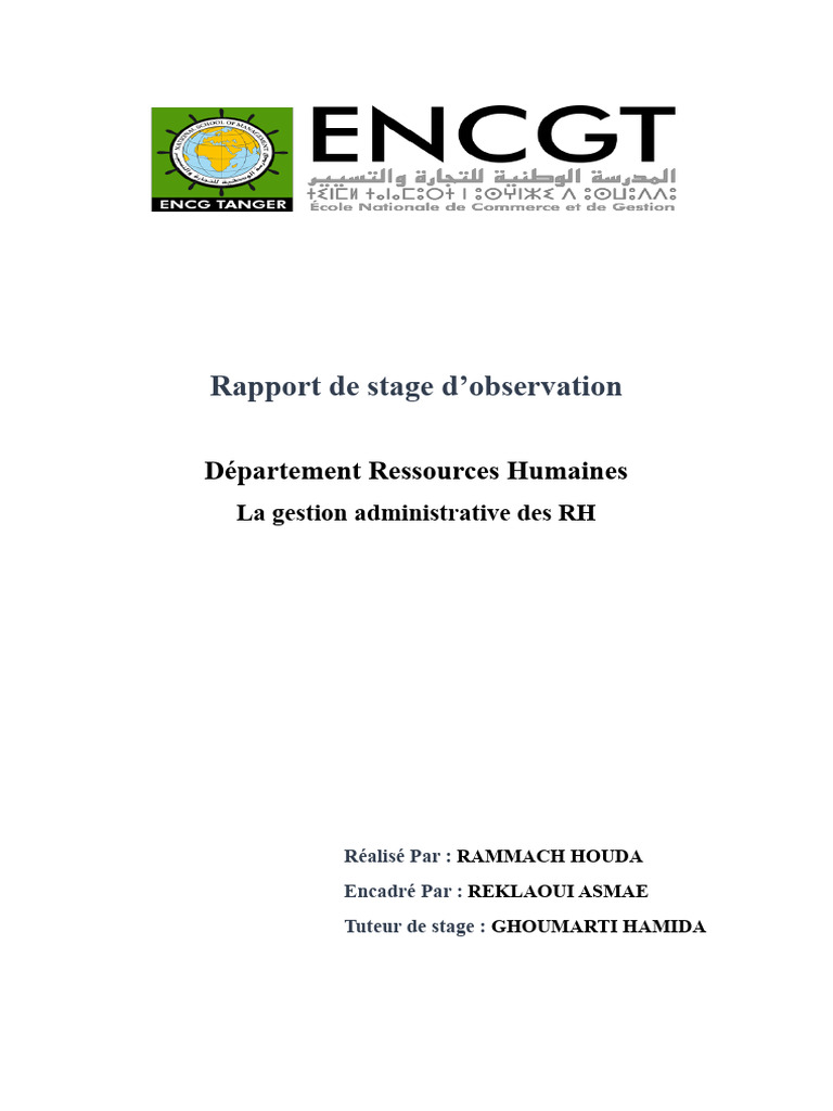 Rapport de Stage en Ressources Humaines | PDF | Gestion des ressources ...