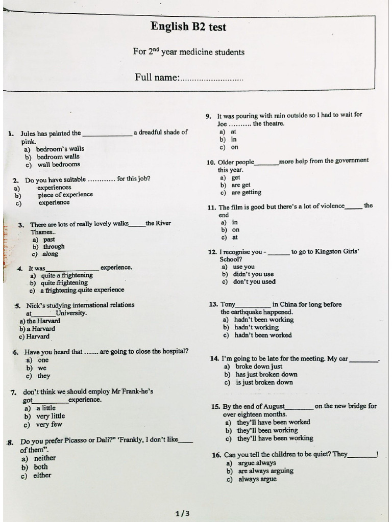 English B2 Test 22 23 Pdf