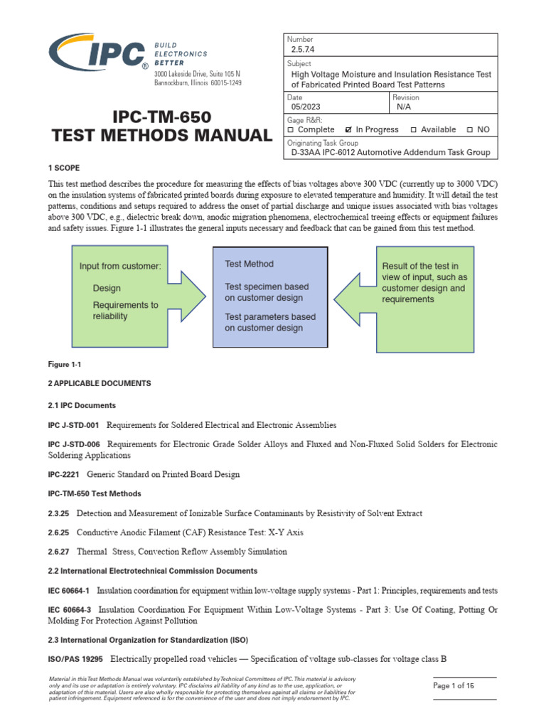 IPC-TM-650 2.5.7.4 - 0 - High Voltage Moisture and Insulation ...