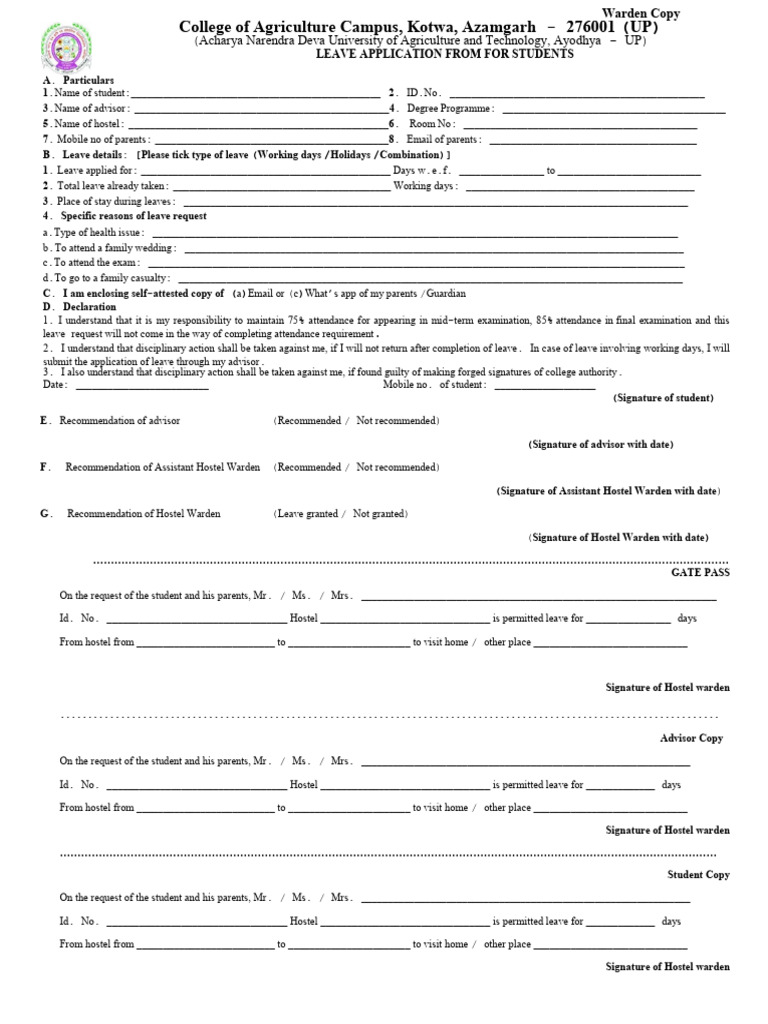 student leave application | PDF