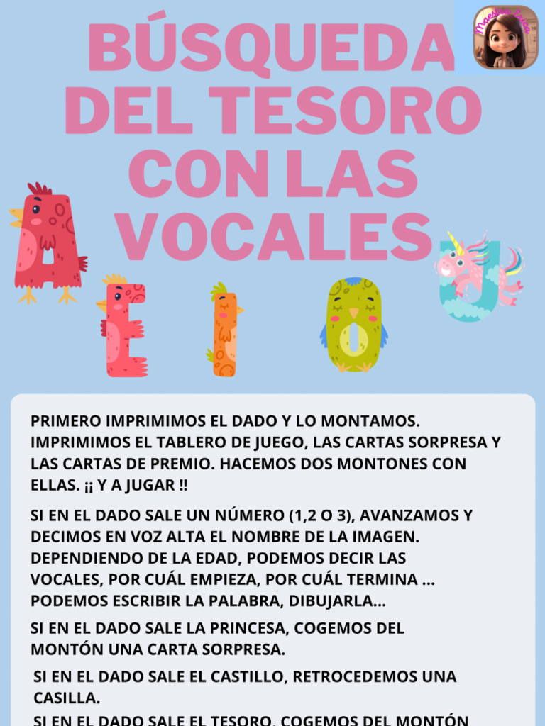 Busqueda Del Tesoro Con Las VOCALES | PDF