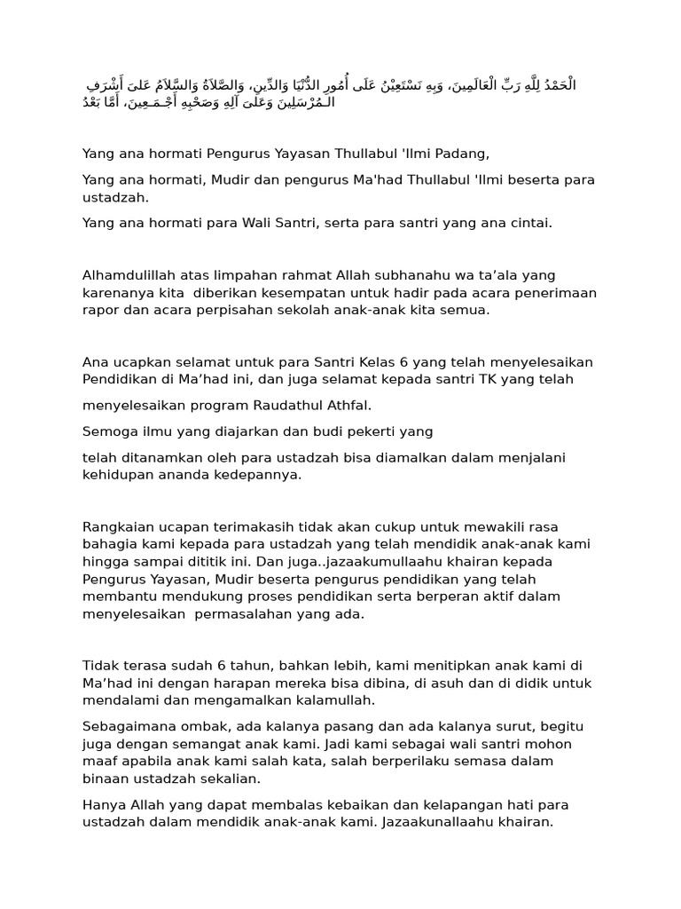 DOC-20240513-WA0017. (pidato wali santri) | PDF