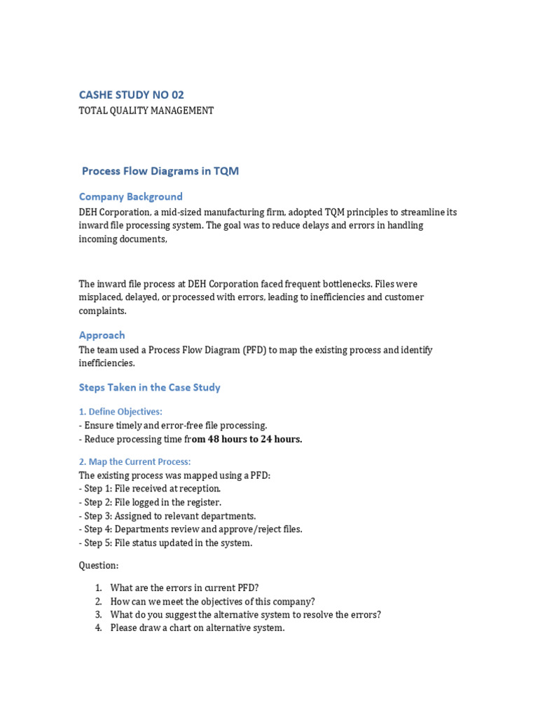 Case Study No 02-Tqm Process Flow Case Study | PDF