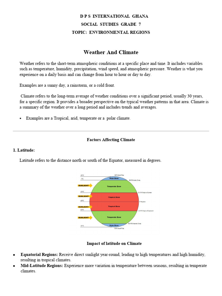 Grade 7 Notes Environmental Regions1 | PDF | Precipitation | Rain