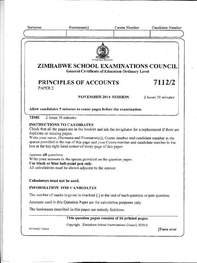 O Level Accounts 2 Nov 2014 | PDF