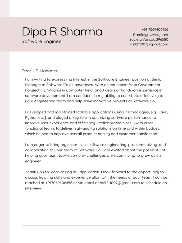 Dipa Cover Letter | PDF