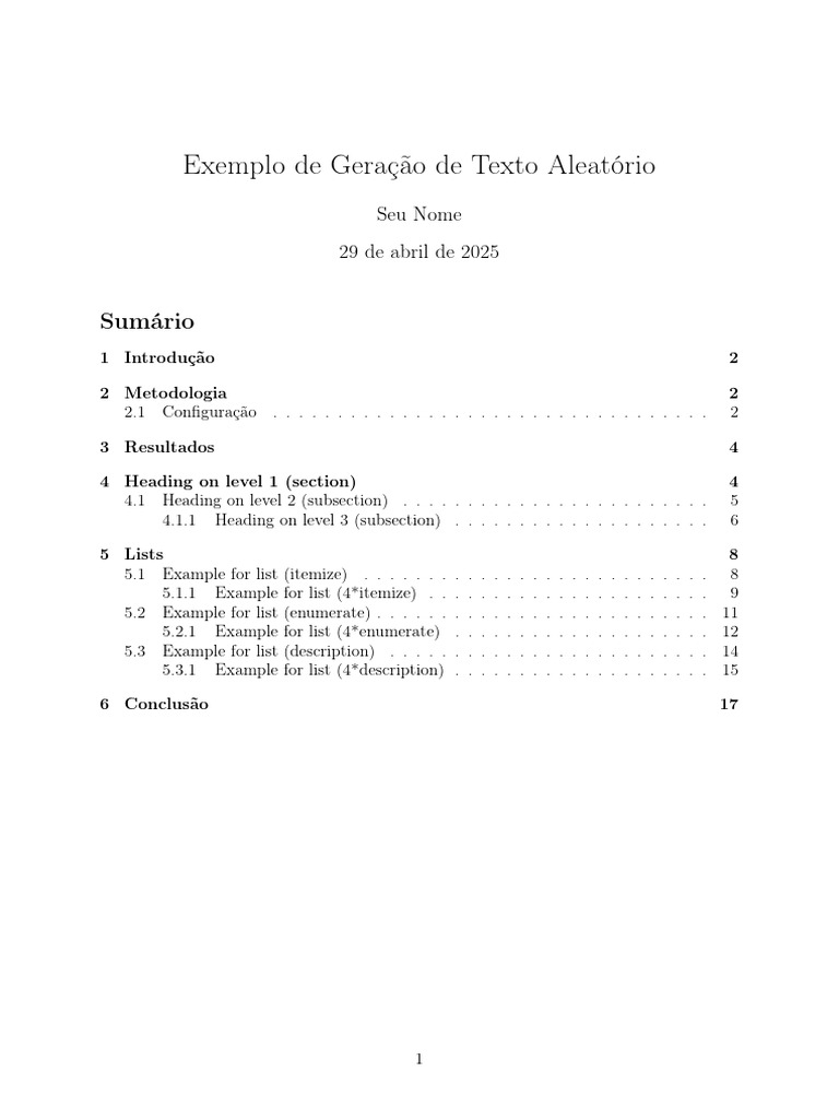 Exemplo de Geração de Texto Aleatório | PDF