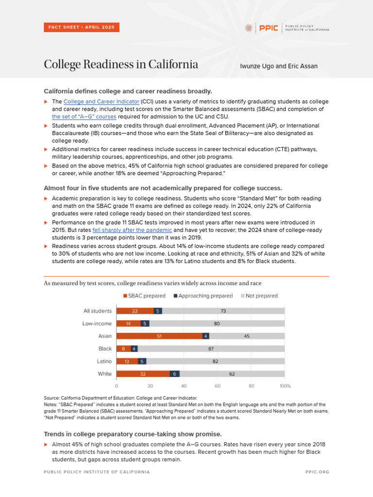 College Readiness in California | PDF | Advanced Placement | University ...