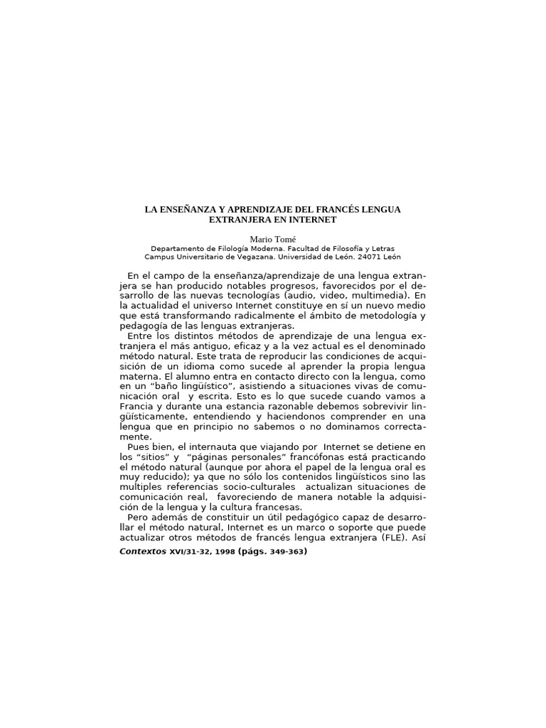 Enseñanza Del Fle en Internet | PDF | Enseñando | Internet