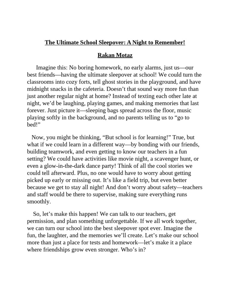 Ultimate School Sleepover Ideas | PDF