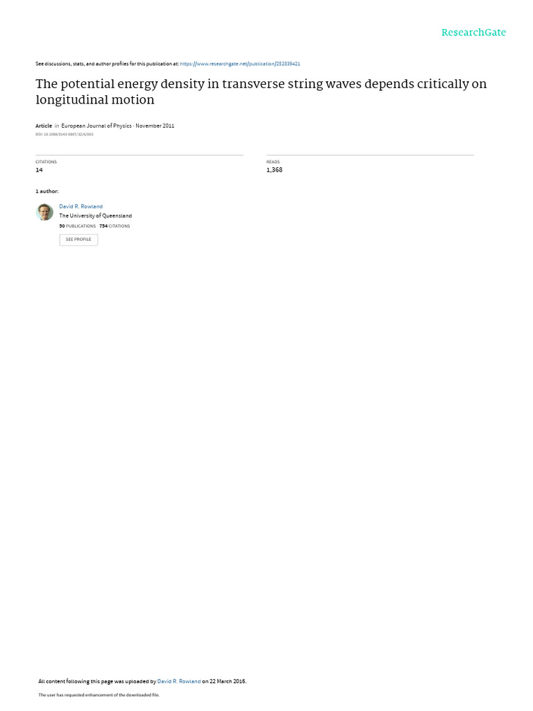 Potential Energyin Transverse String Waves Updated | PDF | Waves | Normal Mode