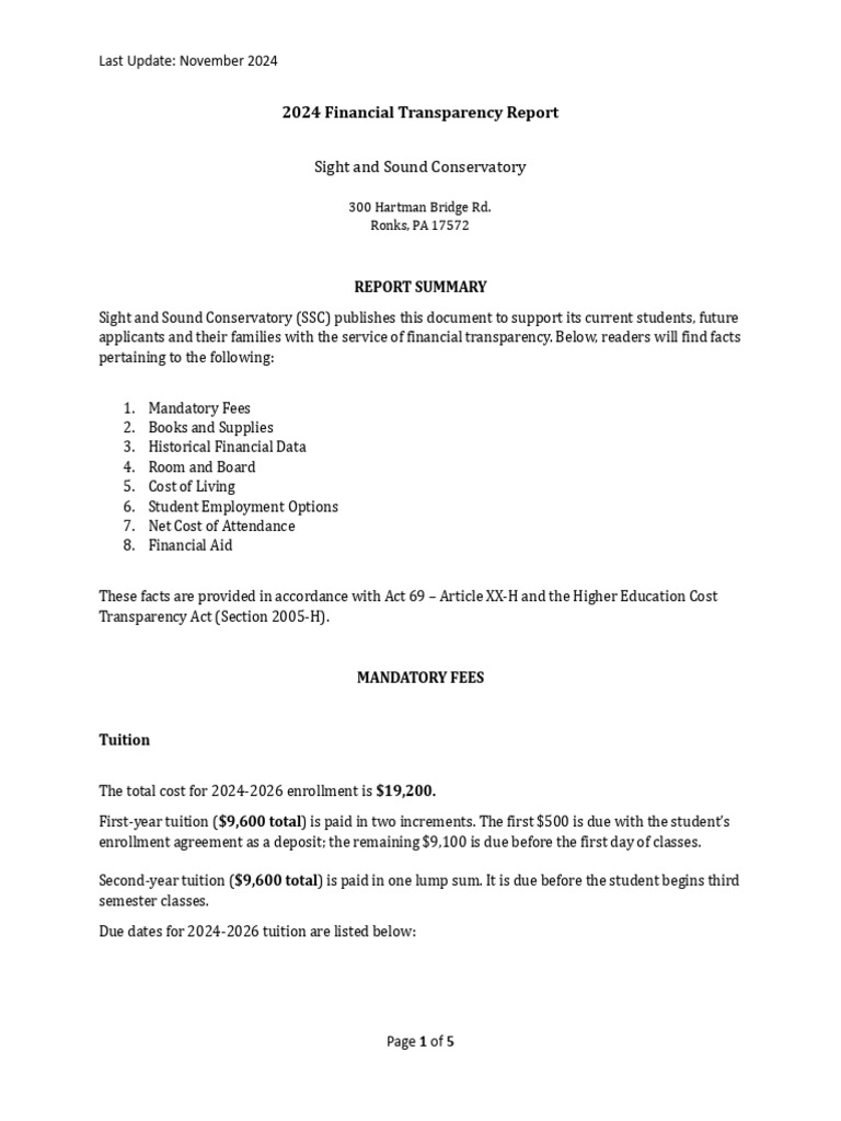 2024-2026 SSC Financial Transparency | PDF | Cost Of Living | Tuition ...
