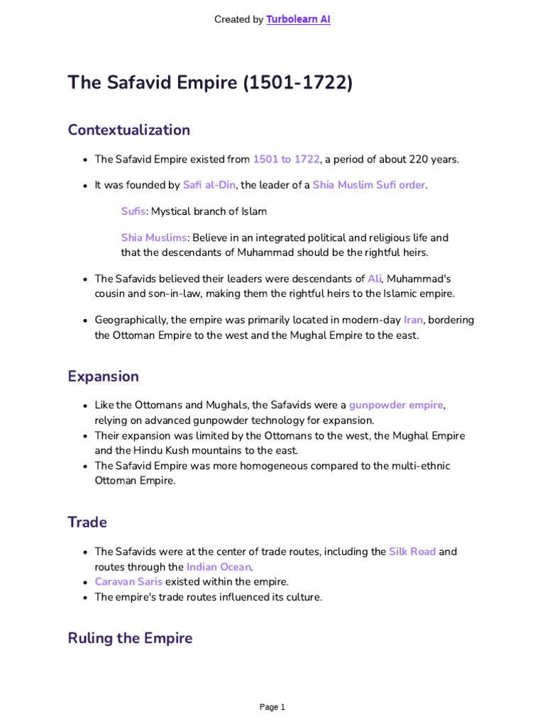 Overview of The Safavid Empire | PDF | Ottoman Empire | Mughal Empire