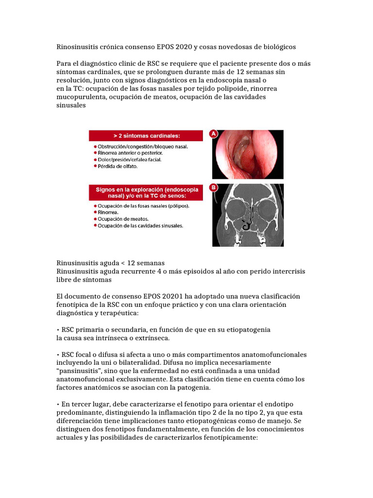 Rinosinusitis Crónica: Consenso EPOS 2020 | PDF | Medicina ...
