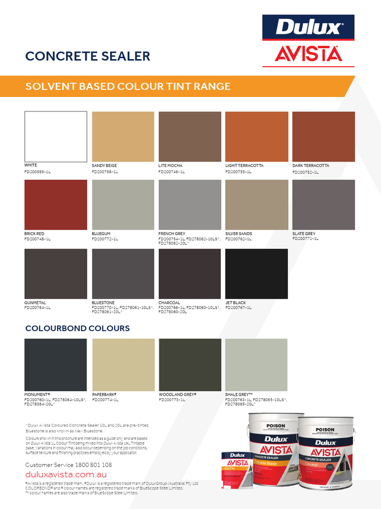 Dulux Avista Concrete Sealer Colors | PDF | Materials | Building Materials