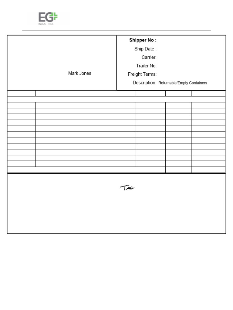 General Shipper Template circleville | PDF | Cargo | Shipping